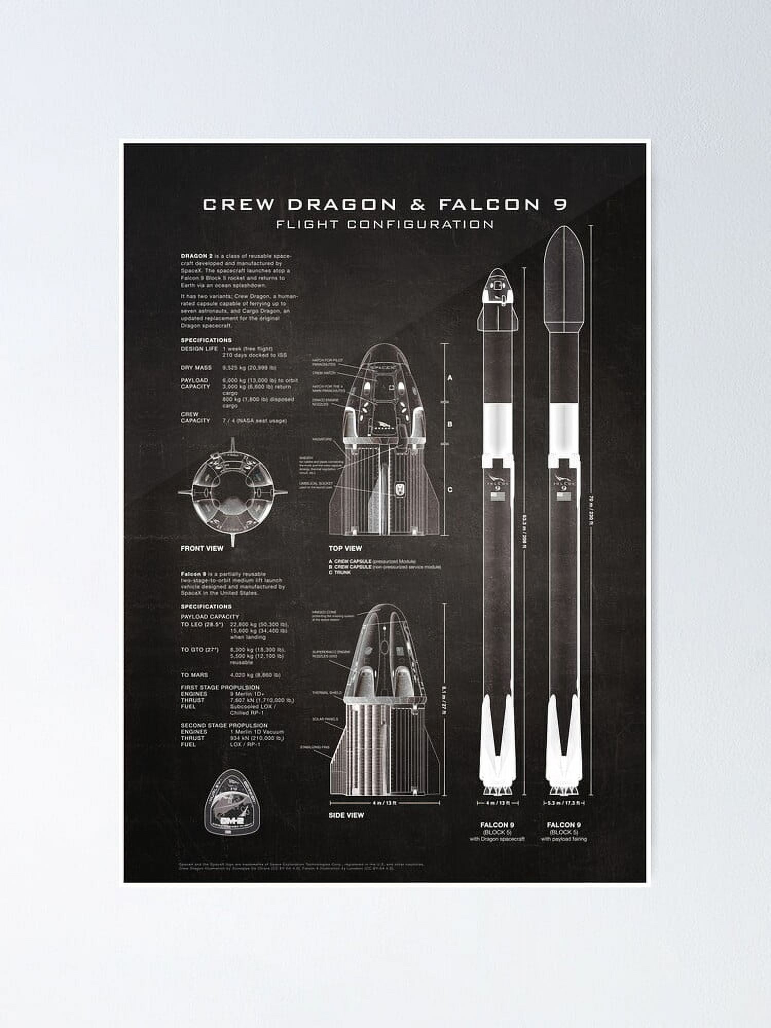Aaroca SpaceX Crew Dragon Spacecraft & Falcon 9 Rocket Blueprint in ... Aaroca SpaceX Crew Dragon Spacecraft & Falcon 9 Rocket Blueprint in ...