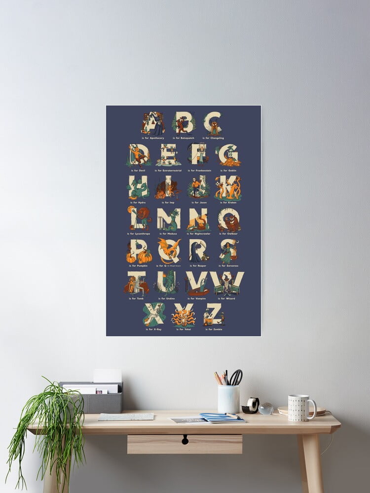 Aaroca Spooky Alphabet Poster Poster Classic Decoration for Office ...