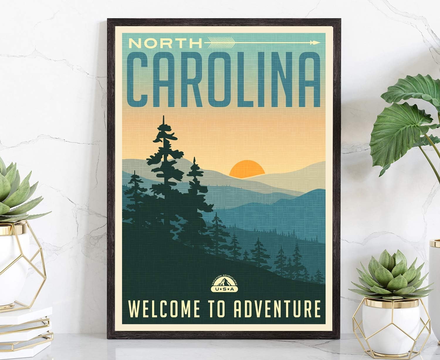 Aaroca State Poster, Retro Style Travel Poster, North Carolina, Vintage ...