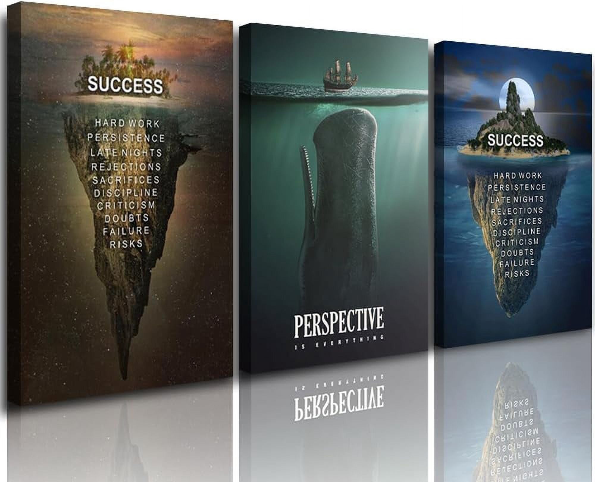 Aaroca Success Wall Art Set of 3 Motivational Wall Decor Success ...