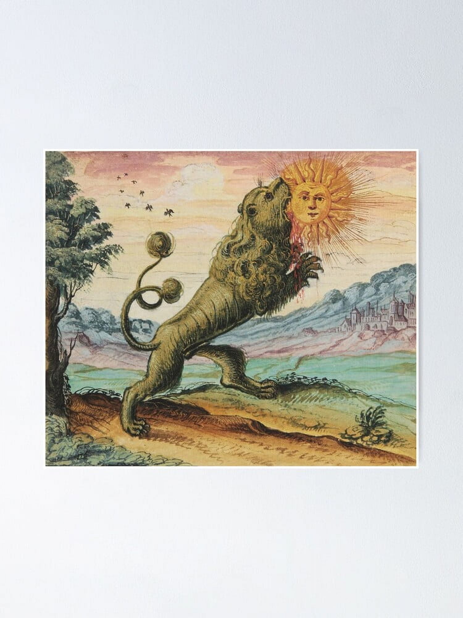 Aaroca The Lion Eating The Sun Antique Alchemy Illustration Unframed ...