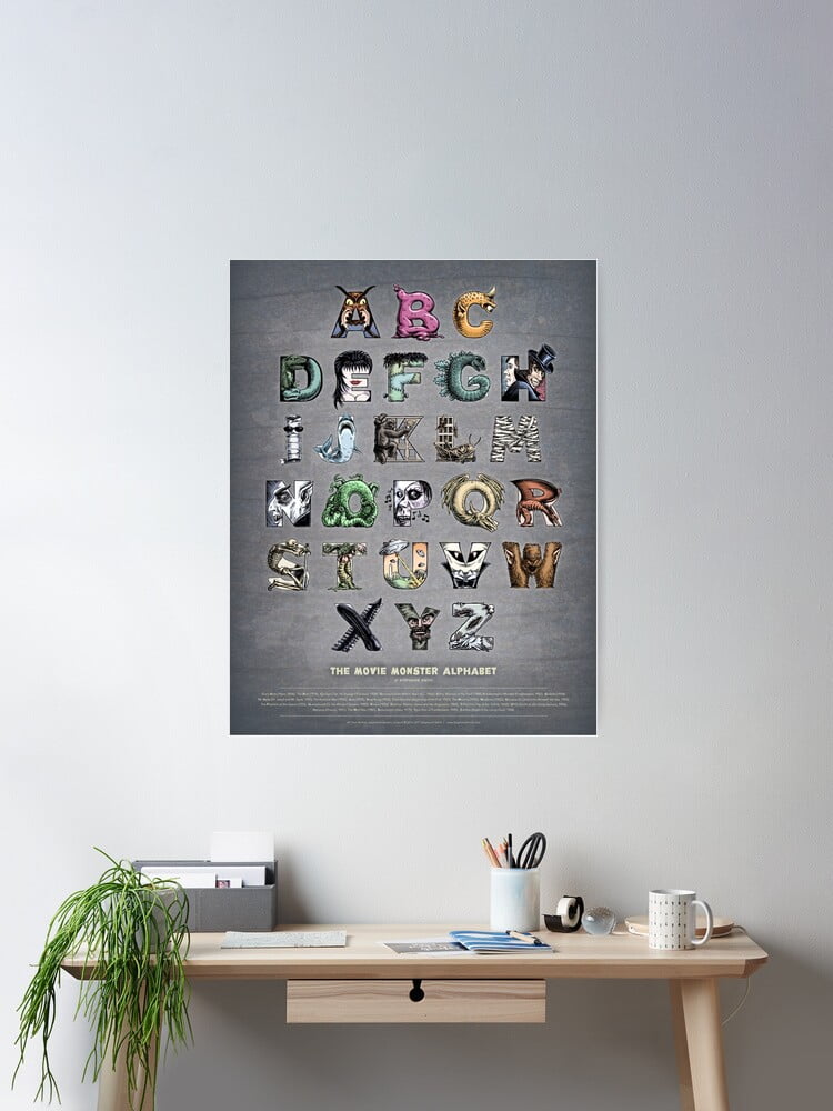 Aaroca The Movie Monster Alphabet Poster Poster Classic Decoration for ...