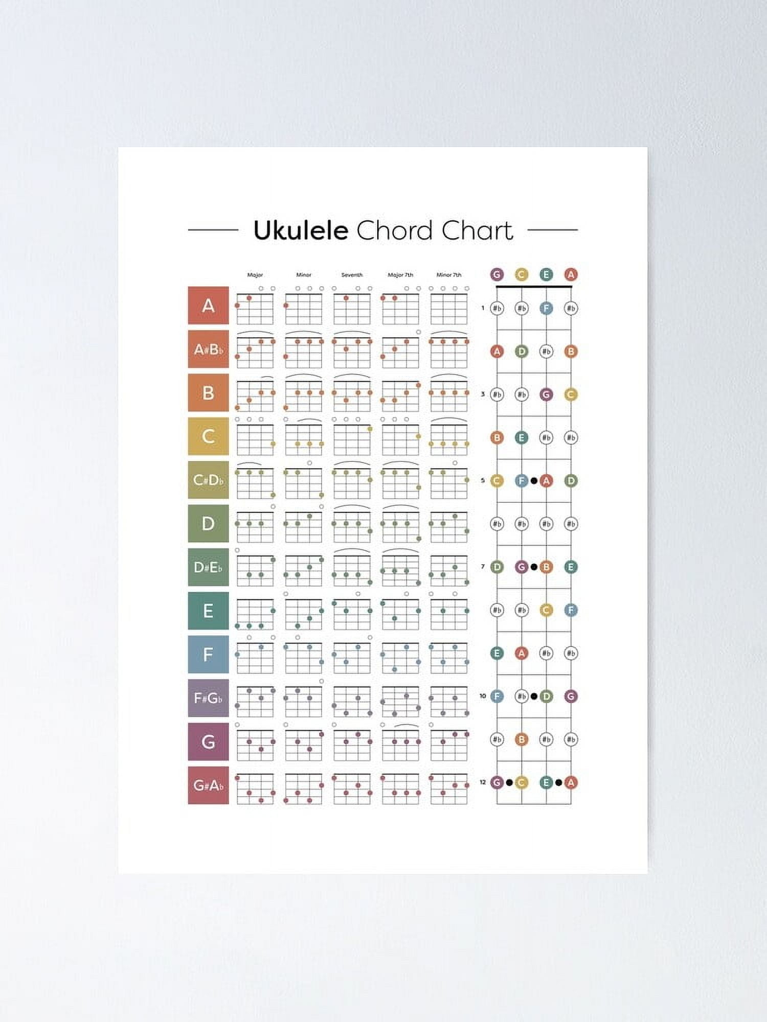 Aaroca Ukulele Chord Chart (Unframed) Classic Decoration for Office ...