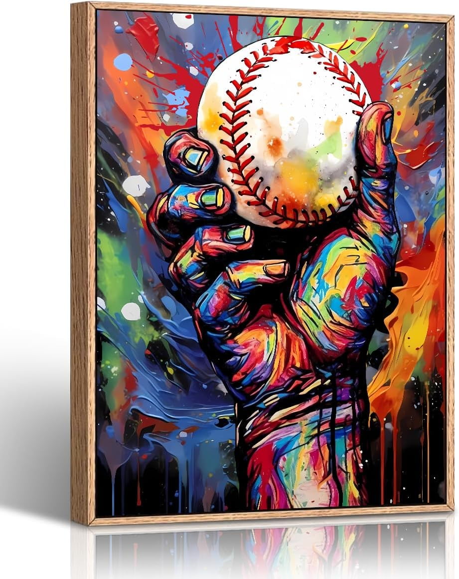 Aaroca Unframed Baseball Canvas Wall Art,Vintage Baseball Graffit Art ...