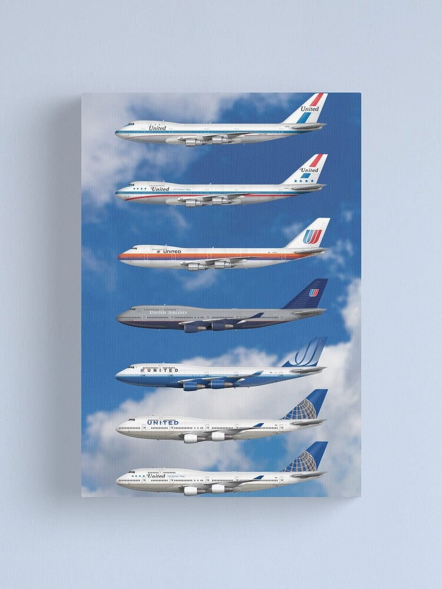 Aaroca United Airlines Full Complement of 747 Liveries Canvas Print HD ...