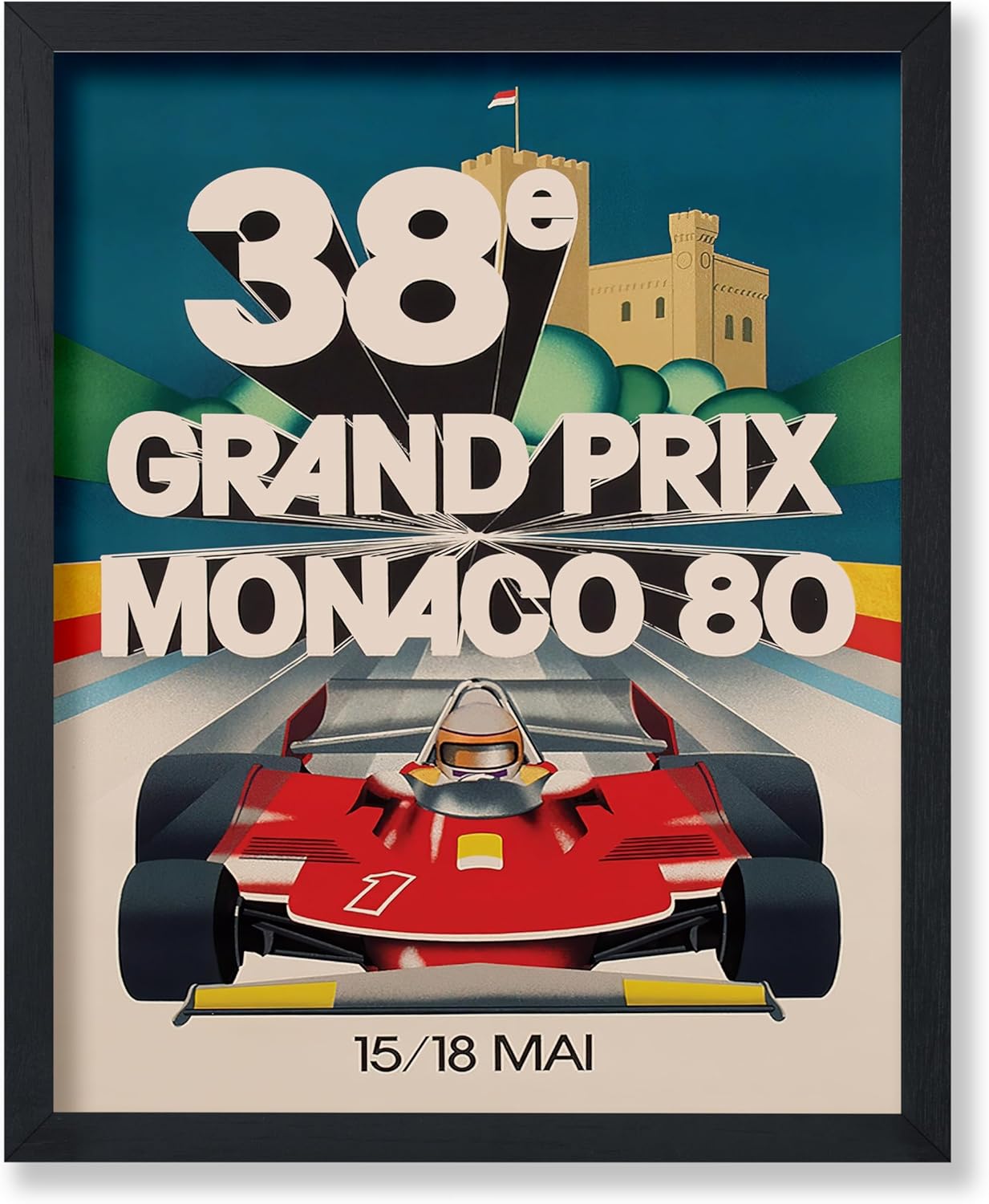 Aaroca Vintage Monaco Car Racing Poster - Retro 38th Monaco Print ...
