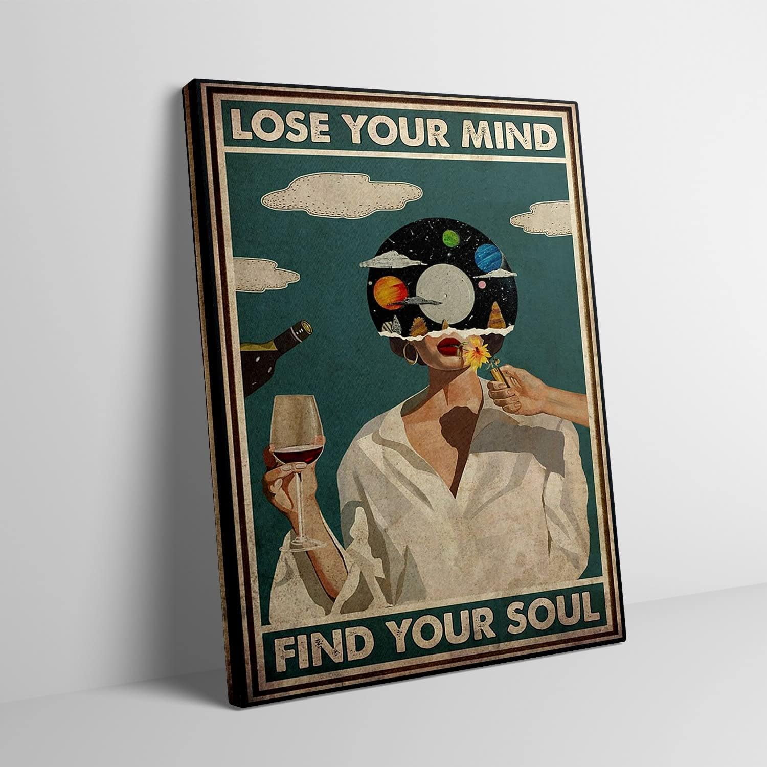 Aaroca Vintage Poster Lose Your Mind Find Your Soul Art Print Girl Bed ...
