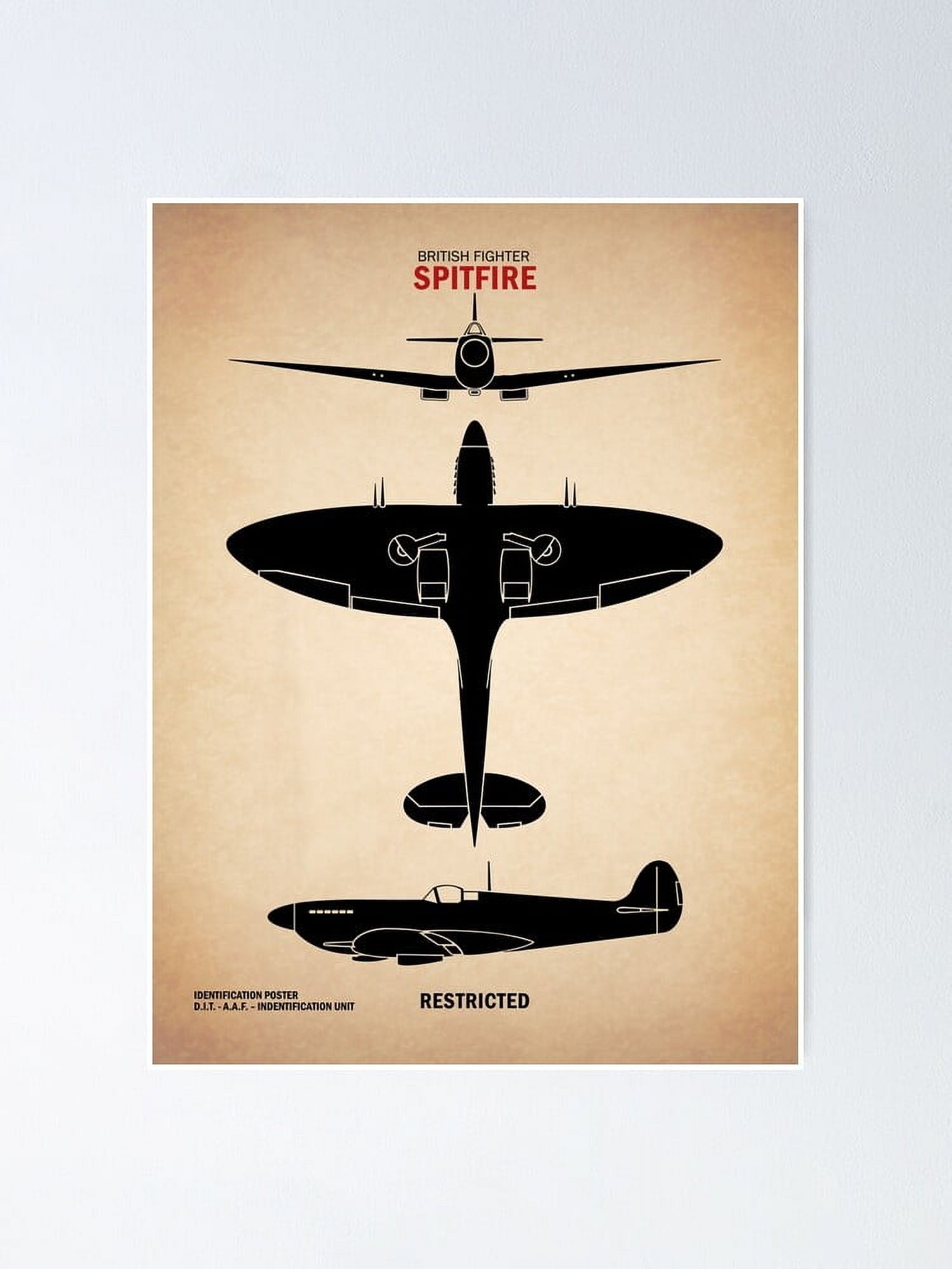 Aaroca WW2 Spitfire Identification Unframed Canvas Unique Wall Decor ...