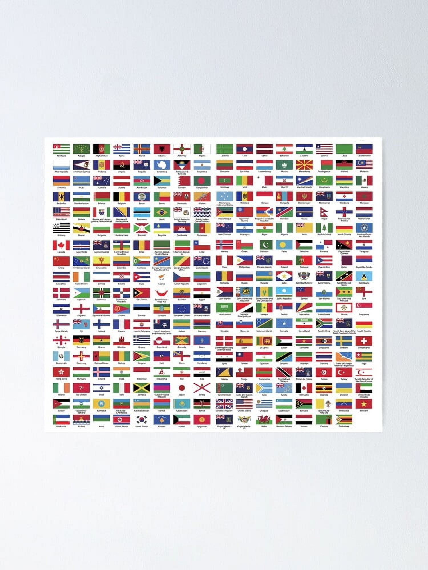 Aaroca World Flags with Country Names Poster Classic Decoration for ...