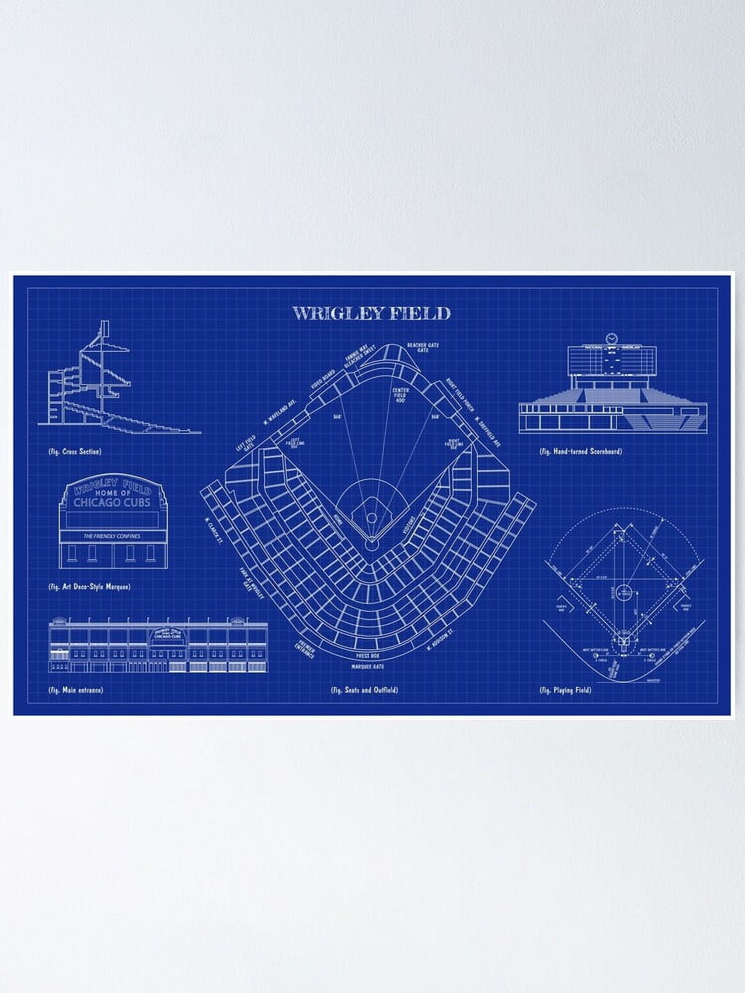 Aaroca Wrigley Field (Blueprint) Unframed Classic Decoration for Office ...