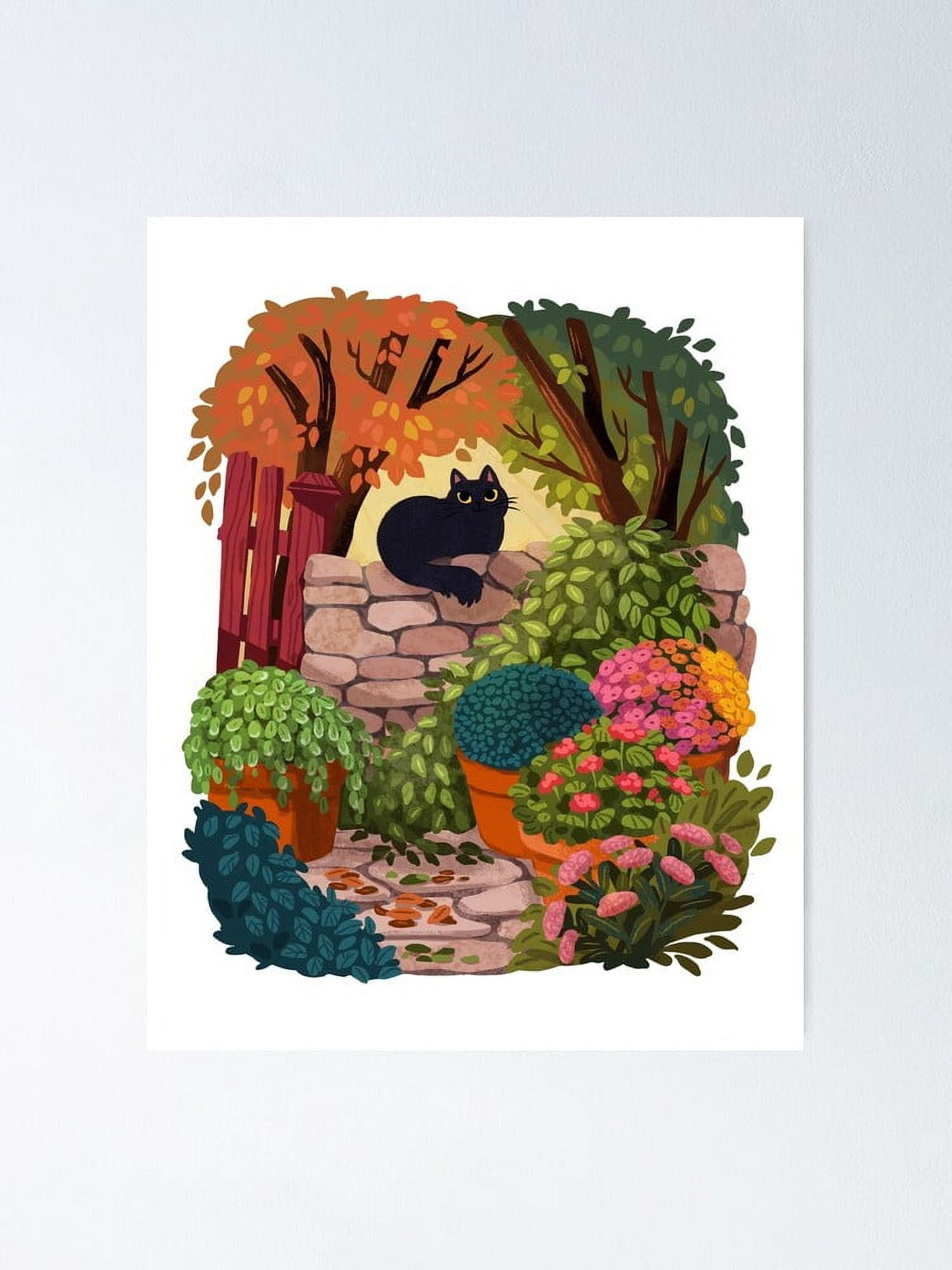Aaroca new Canvas Poster Cat in the Garden Unframed Poster Classic ...