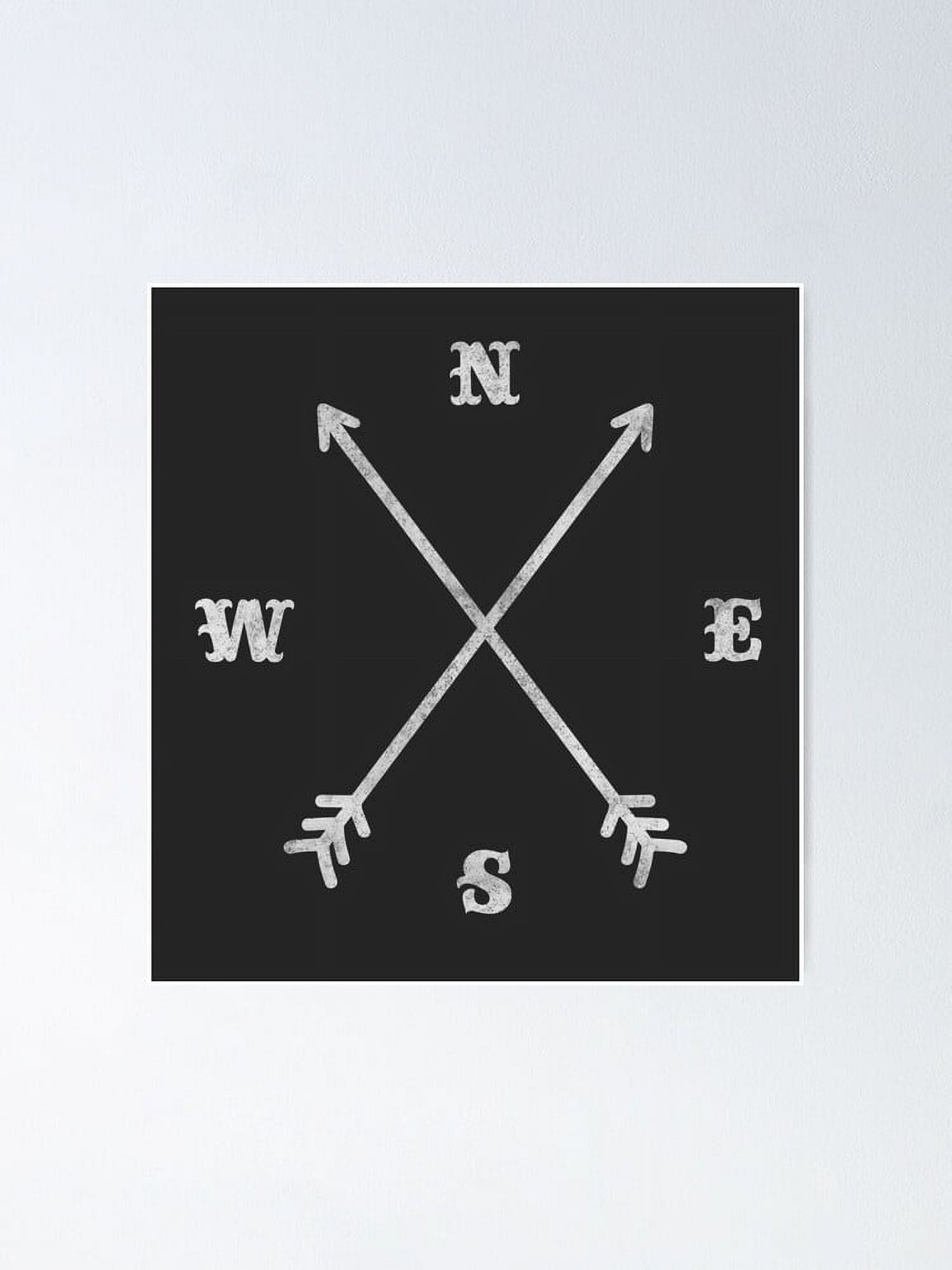 Aaroca new Hipster Crossed Arrows - Compass (NSEW) Unframed Classic ...