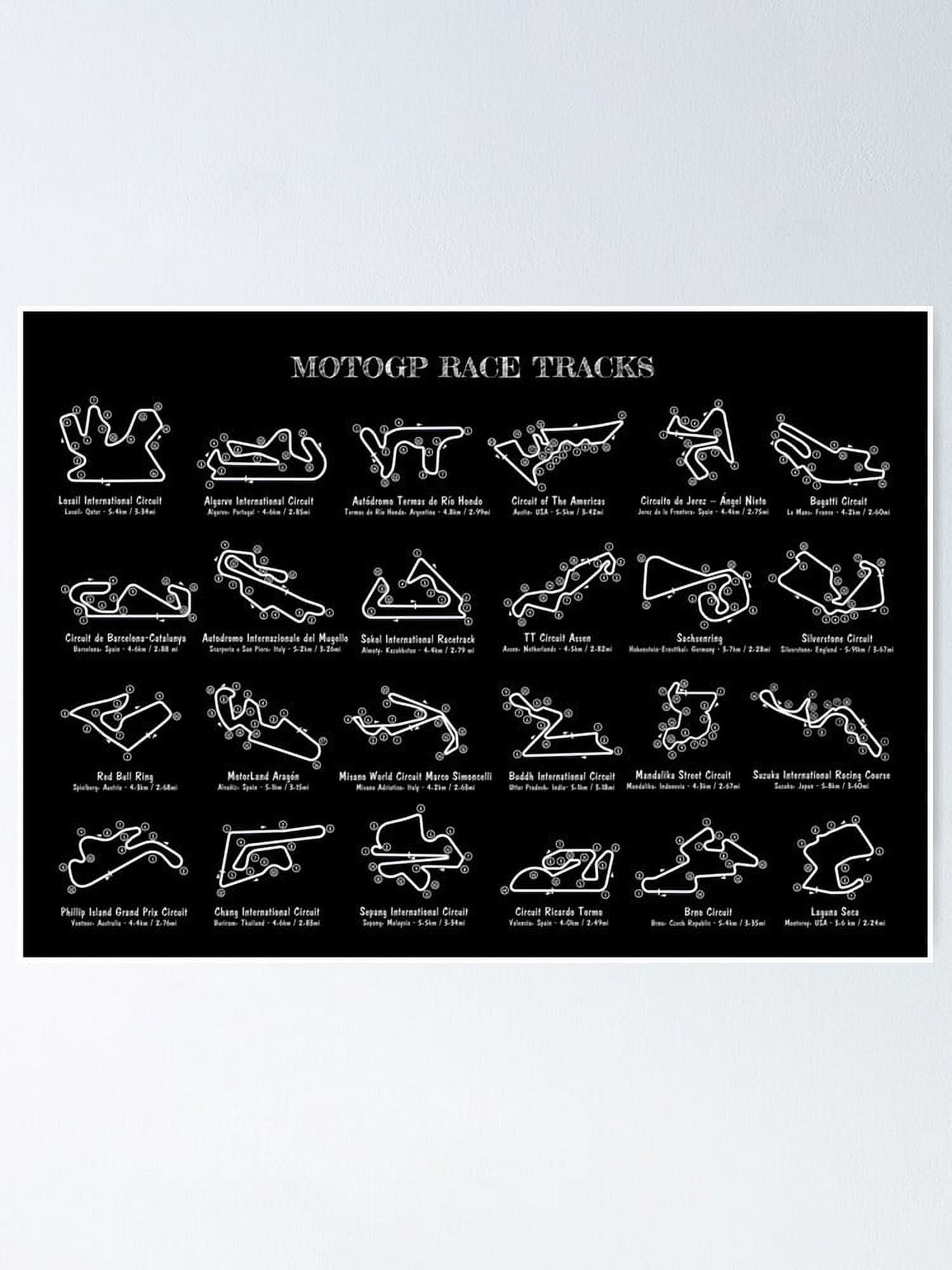 Aaroca new MotoGP Race Tracks (White Stencil-No Background) Unframed ...