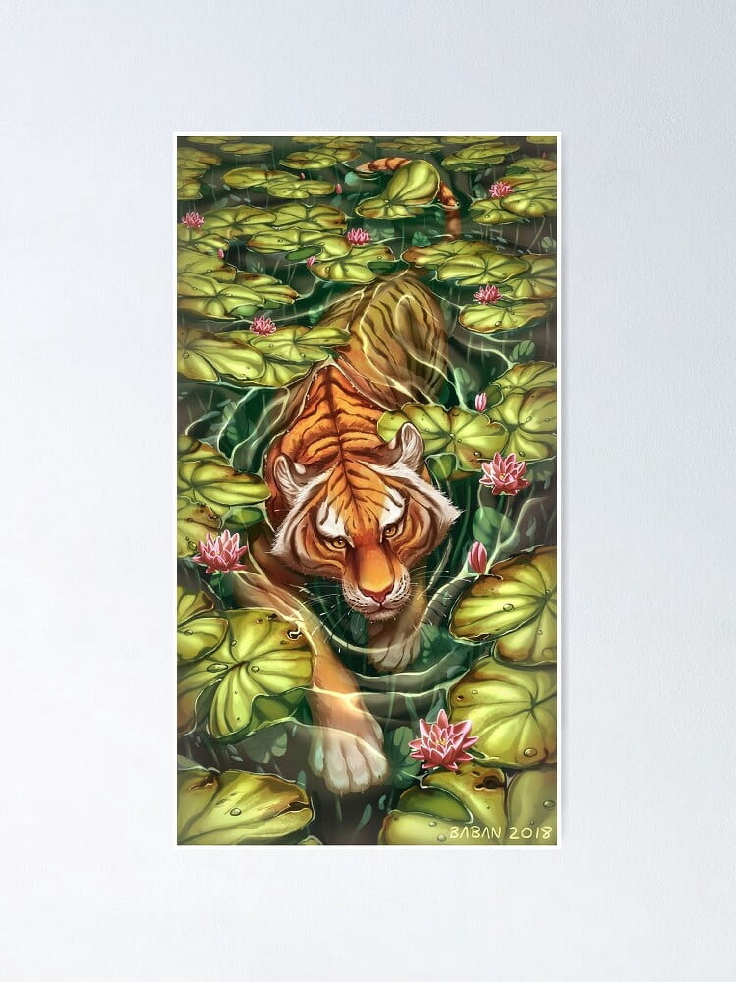 Aaroca new Tiger in the Lillies Unframed Poster Classic Decoration for ...
