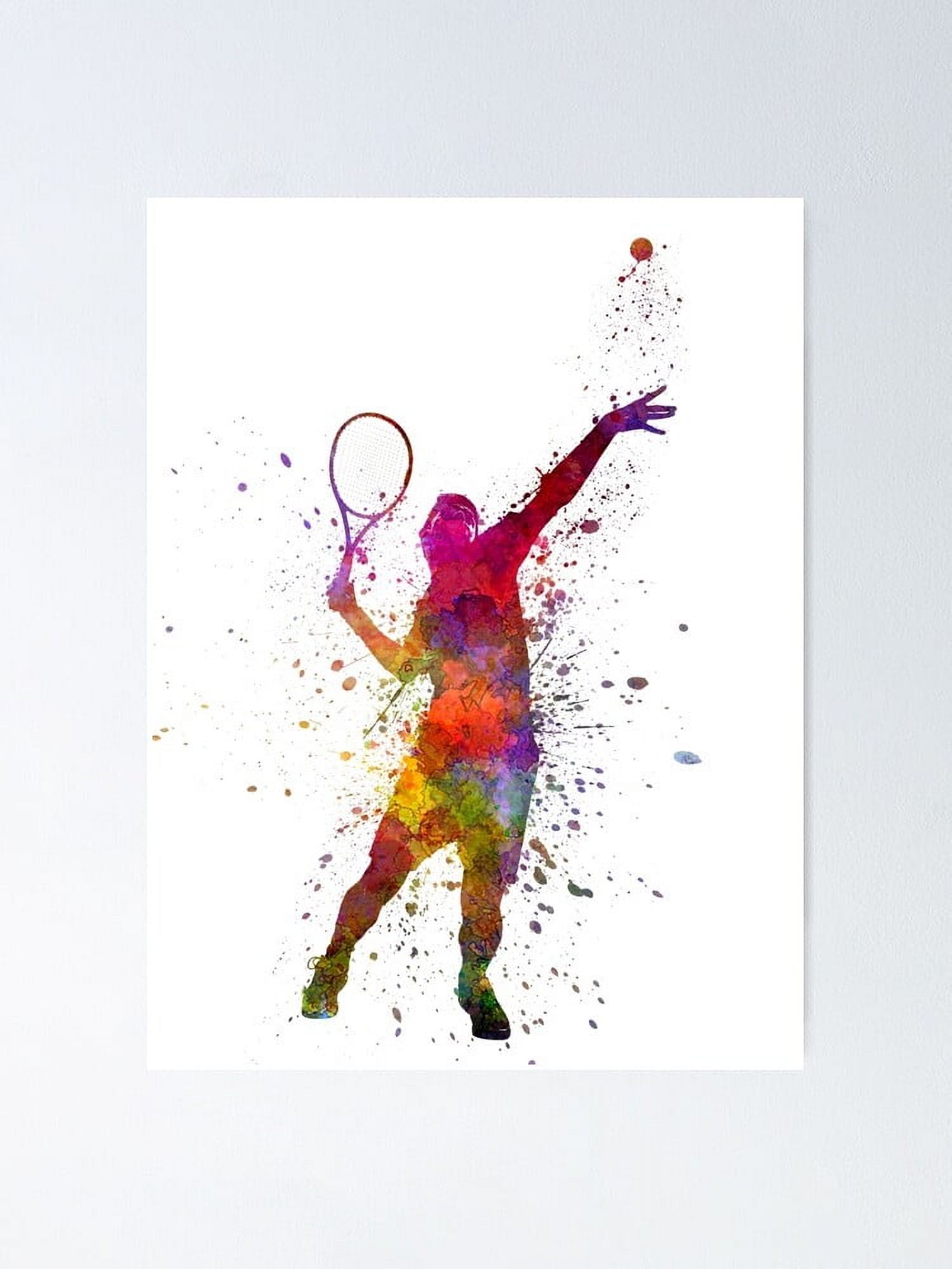 Aaroca tennis player at service serving silhouette 01 Unframed Classic ...