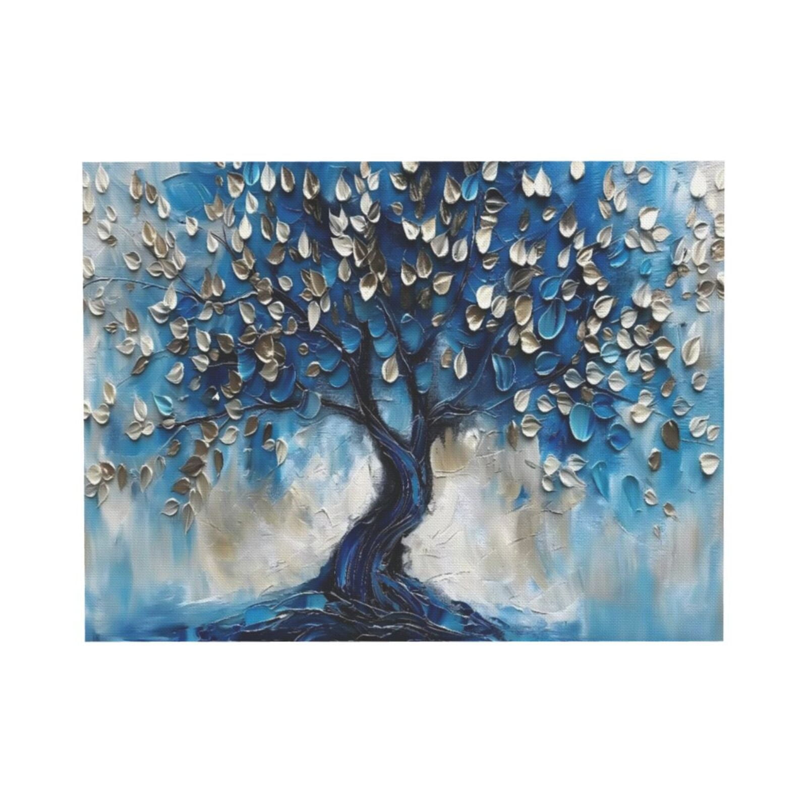 Aarocafa – 3D Textured Blue Prosperity Tree Wall Art |Abstract Relief ...