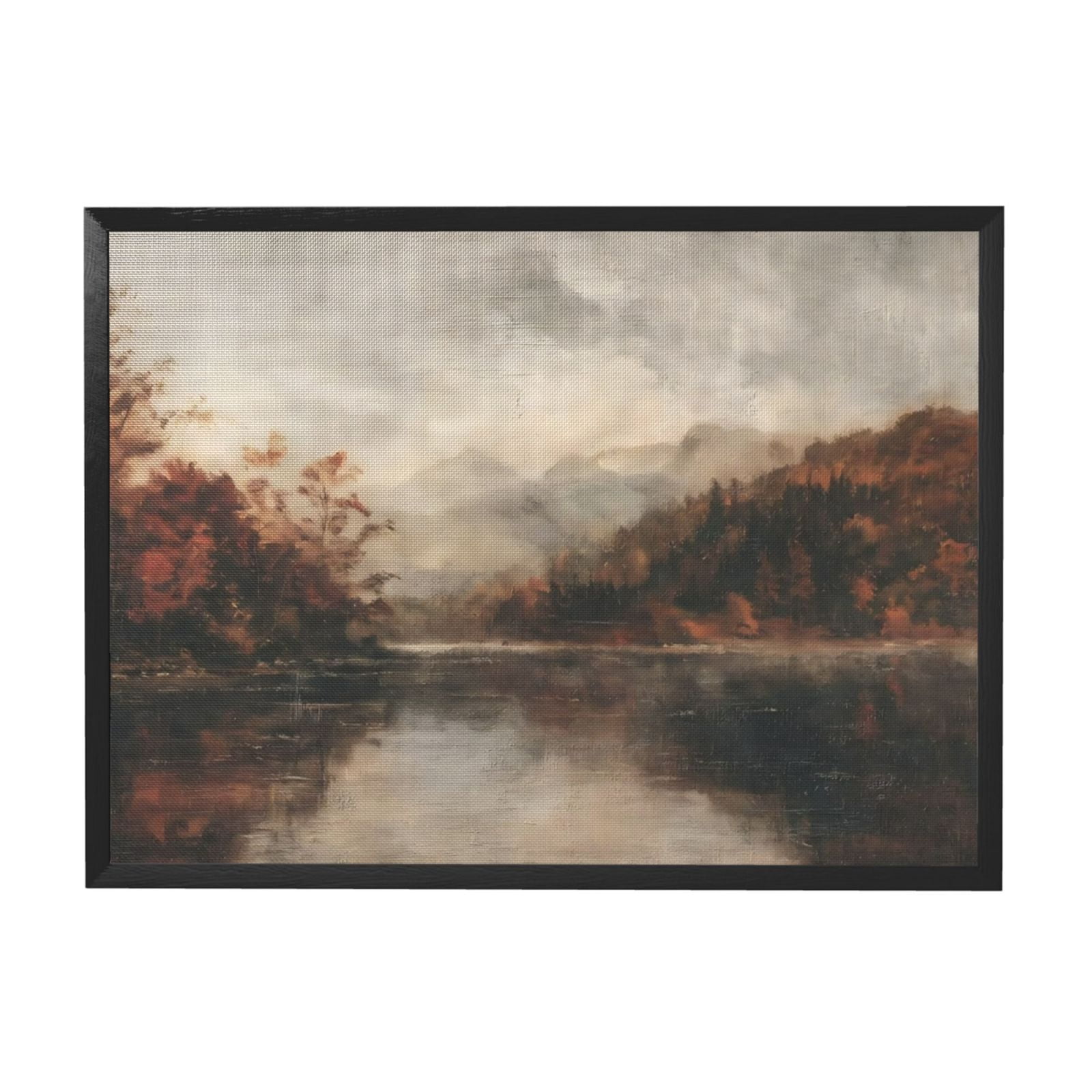 Aarocafa – Black Frame Misty Lake Landscape Canvas Poster Wall Decor ...