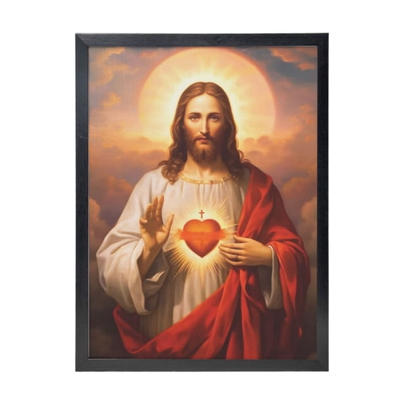 Aarocafa Black Frame Sacred Heart of Jesus Canvas Art – Divine Mercy ...