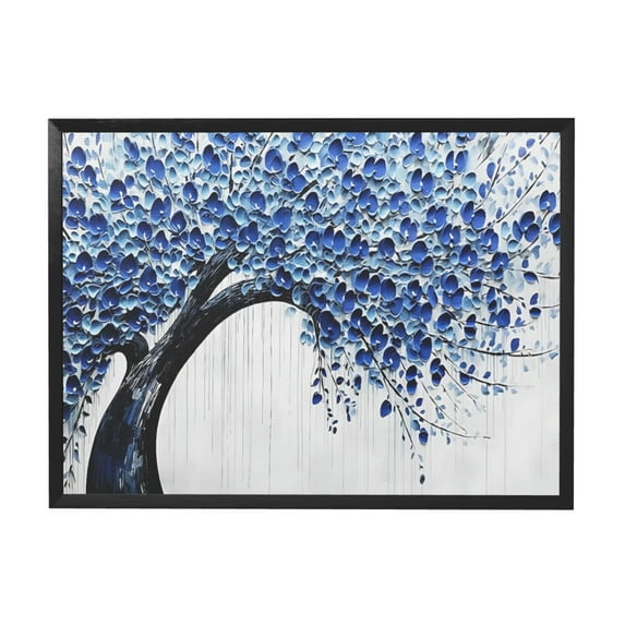 Aarocafa – Blue Tree of Life Wall Art – Bold Textured Floral Canvas ...