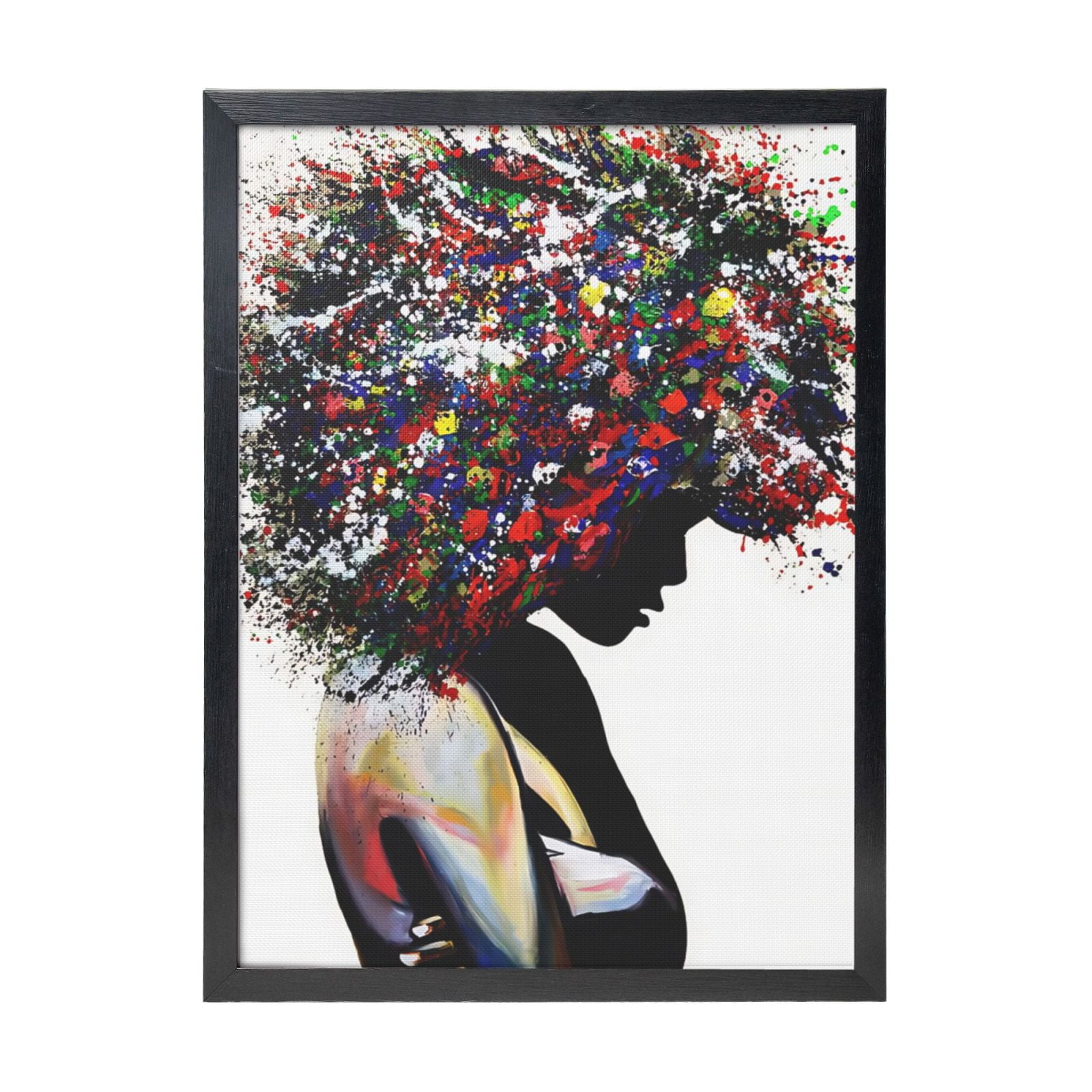 Aarocafa – Colorful Afro Silhouette Black Frame Canvas Poster – Bold ...