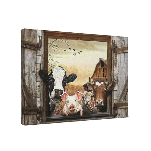 Aarocafa – Farmhouse Barnyard Animal Canvas Art (Wood Inner Frame ...