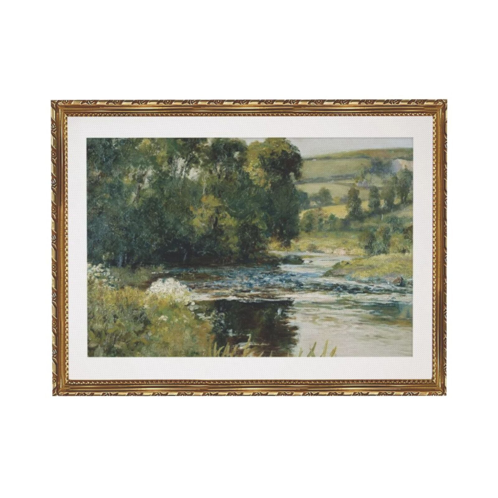 Aarocafa – Impressionist River Landscape Art (Black Plastic Frame ...