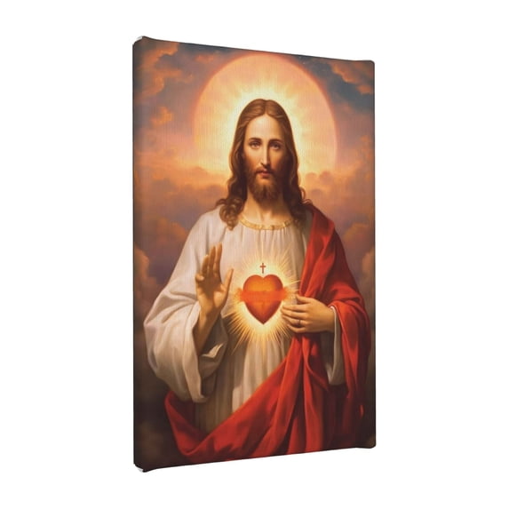 Aarocafa Inner Wood Frame Sacred Heart of Jesus Canvas Art-Divine Mercy ...