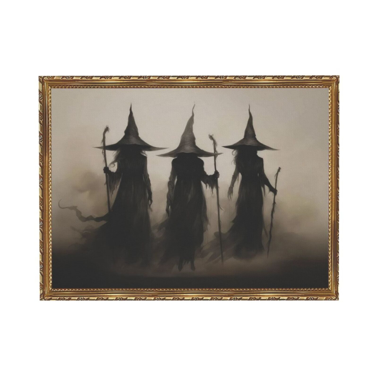 Aarocafa – Mystic Three Witches Gold Frame Canvas Poster – Luxe ...