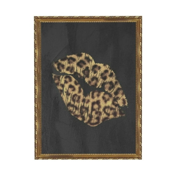Aarocafa -Ornate Gold Frame Leopard Print Lip Canvas Art -Luxury Glam ...