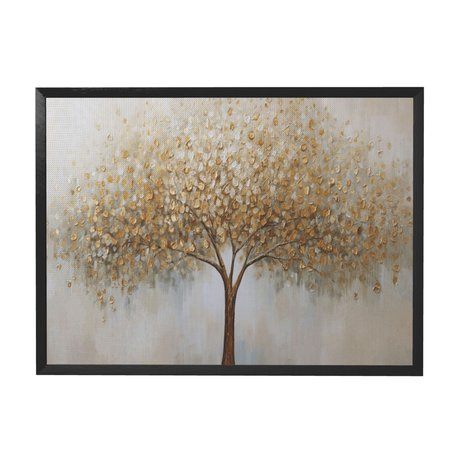 Aarocafa – Sleek Black Plastic Frame Golden Tree Canvas – Modern Edgy ...