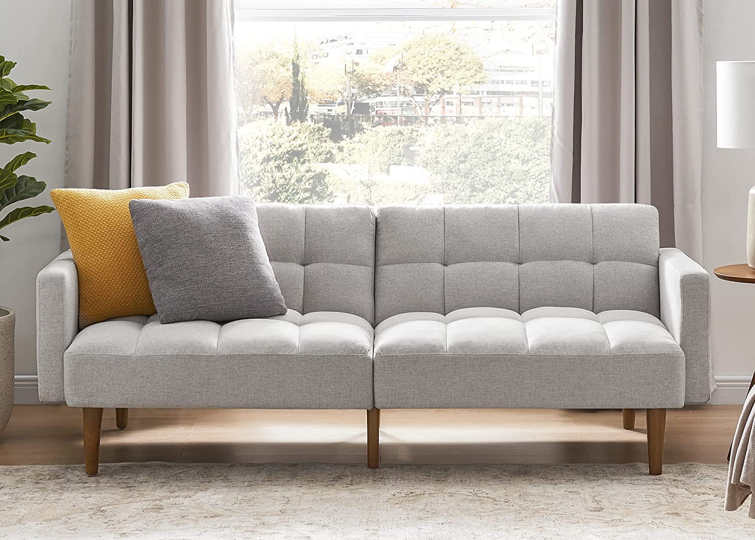 Aaron 76.8" Couch, Small Futon Sofa Bed, Sleeper, Loveseat, Mid Century ...
