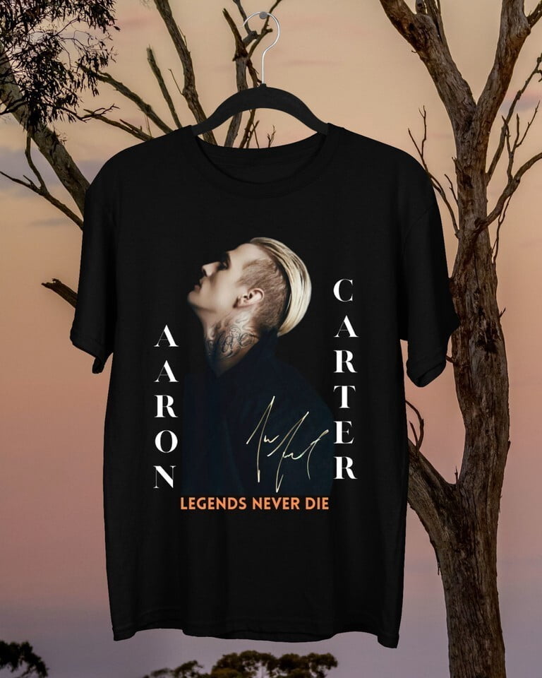 Aaron Carter Signed Heavy Cotton All Size Unisex Black Tee Shirt AA167 ...