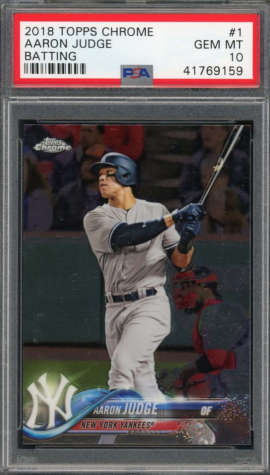 Aaron Judge 2018 Topps Chrome Batting Baseball Card #1 Graded PSA 10 ...