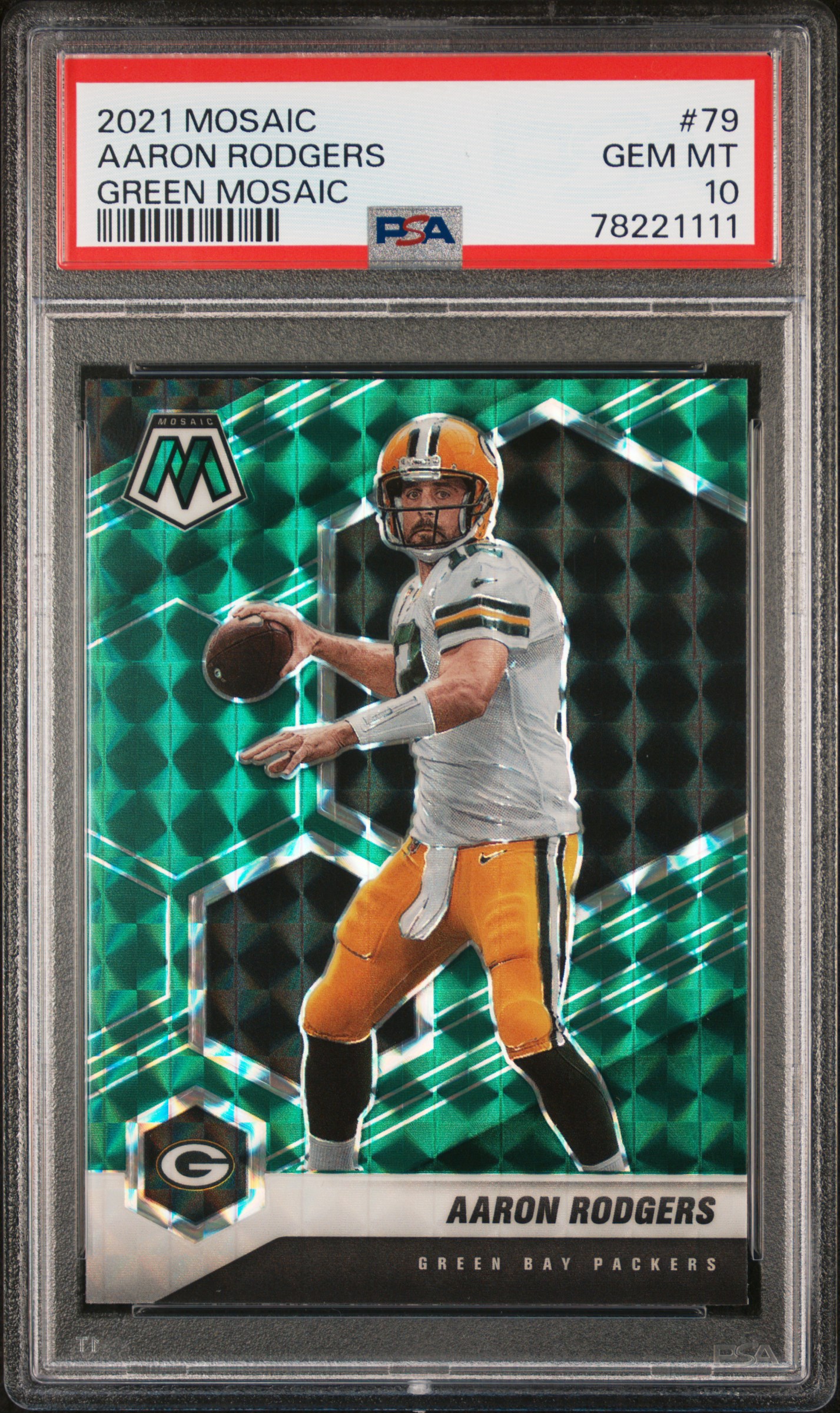 Aaron Rodgers 2021 Panini Mosaic Green Football Card #75 Graded PSA 10 ...