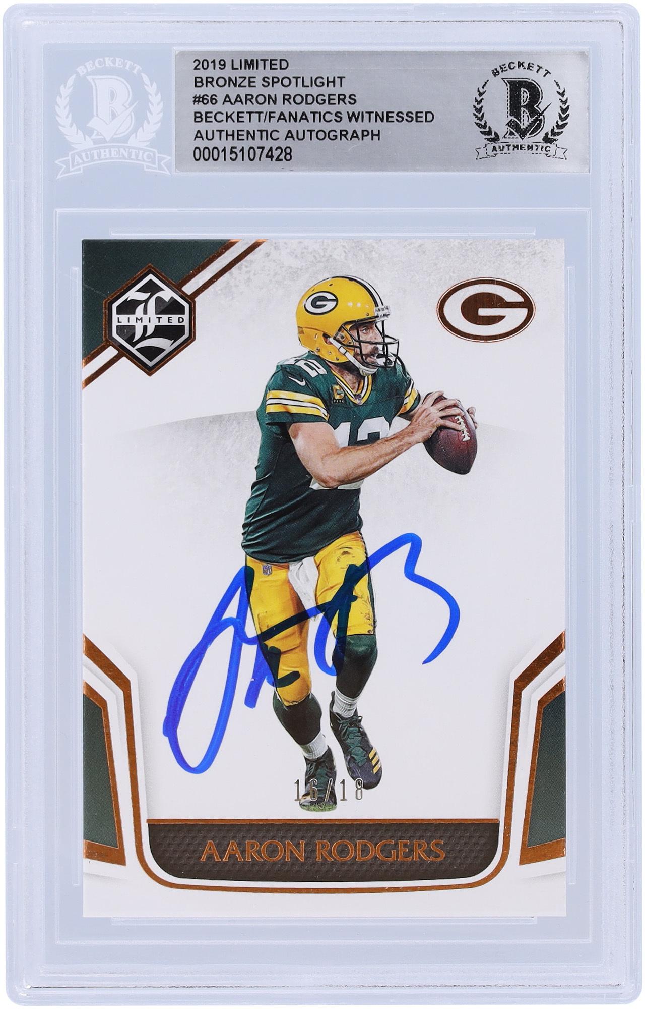 Aaron Rodgers Green Bay Packers Autographed 2019 Panini Limited Bronze ...