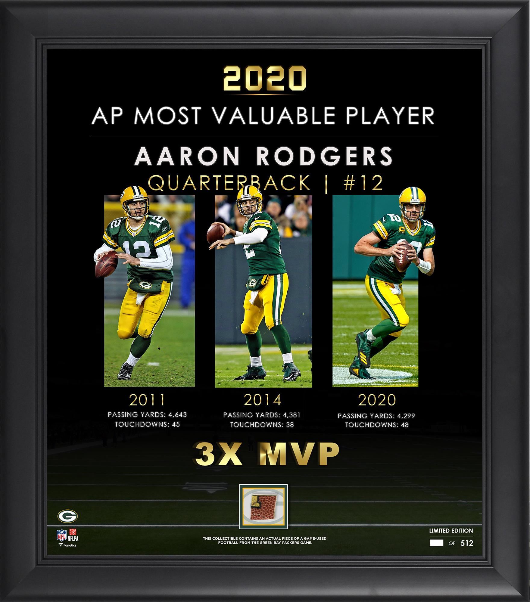 Aaron Rodgers Green Bay Packers Framed 15" x 17" 3-Time MVP Collage ...