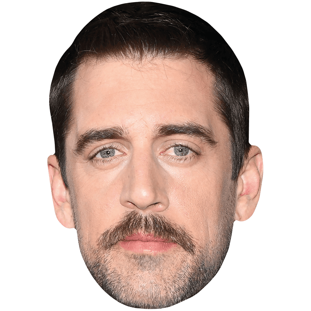 Aaron Rodgers (Moustache) Celebrity Mask, Flat Card Face, Fancy Dress ...