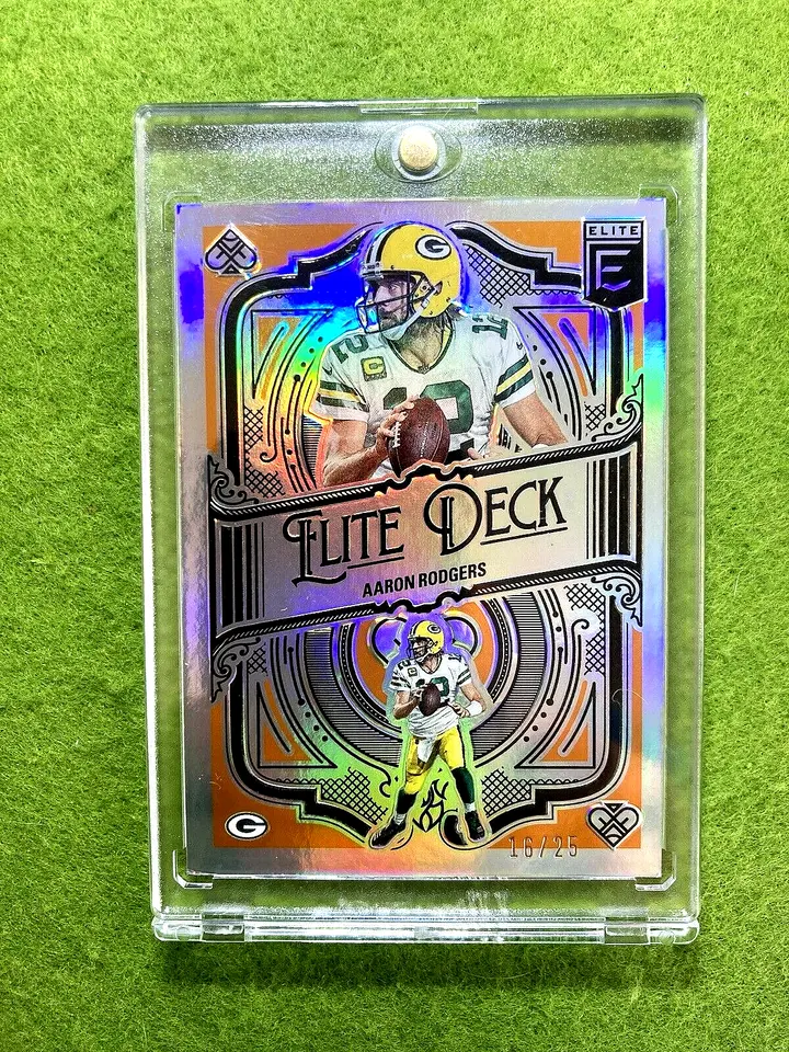 Aaron Rodgers ORANGE PRIZM CARD # /25 SSP 2022 AARON RODGERS Elite Deck ...