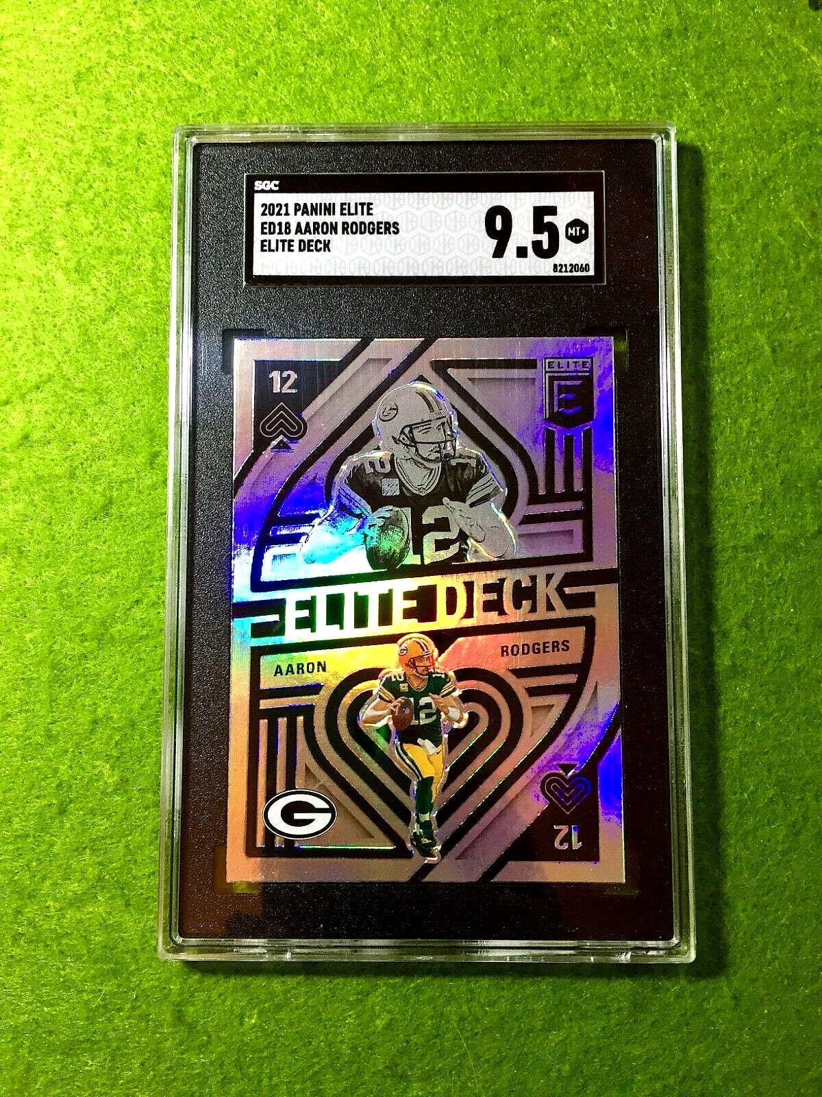 Aaron Rodgers SILVER PRIZM ELITE DECK CARD GRADED SGC 9.5 SP 2021 MAKE ...