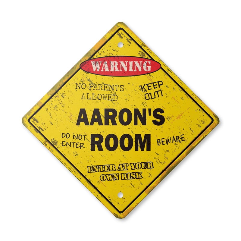 Aarons Room Plastic Sign Vintage Crossing Xing kids bedroom door Size ...
