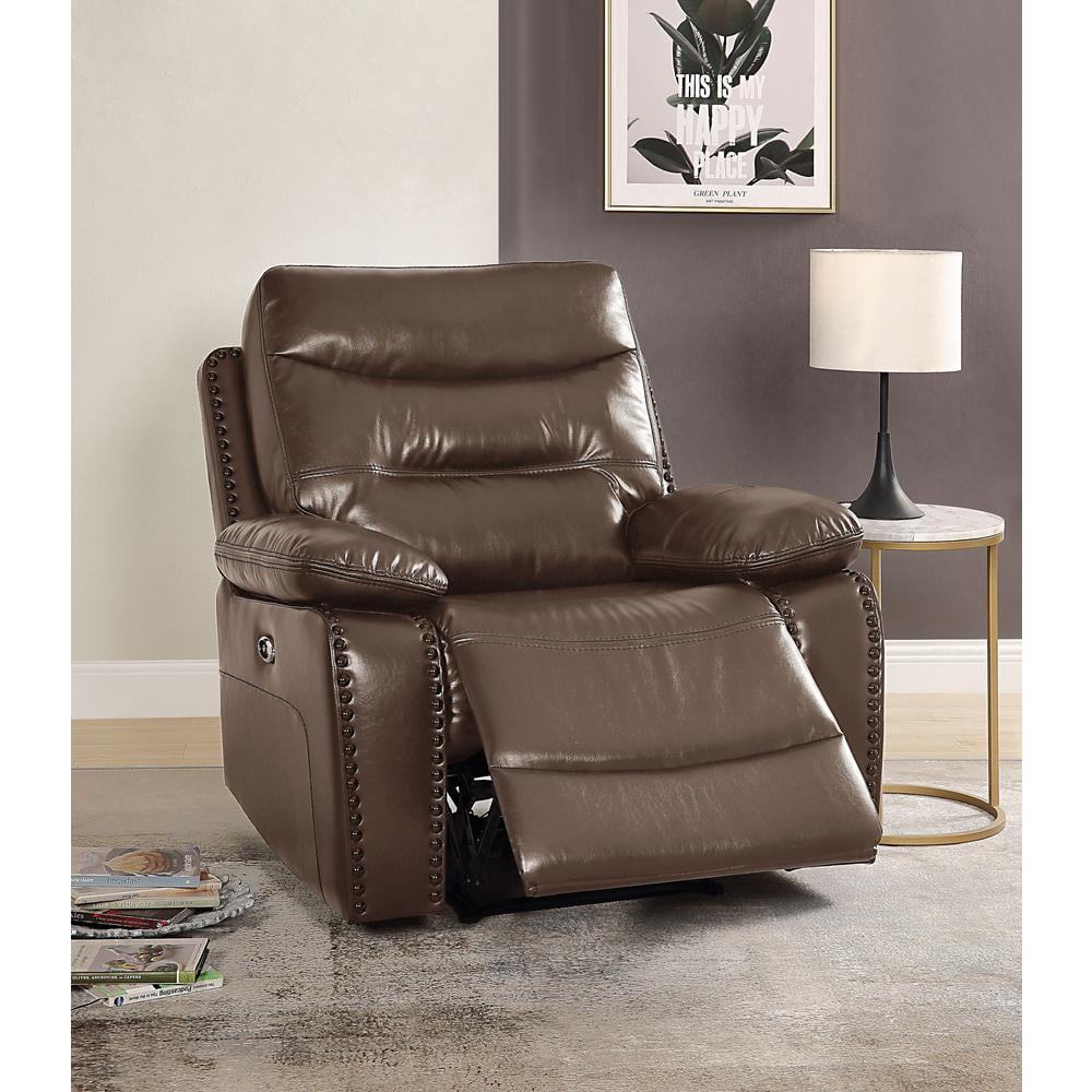 Aashi Recliner (Power Motion) in Brown Leather-Gel Match - Walmart.com
