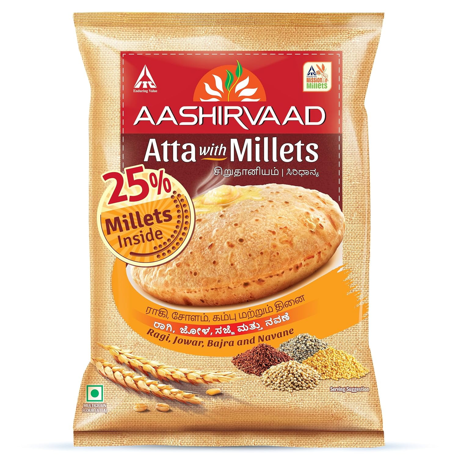 Aashirvaad Atta with Millets - 10 lb - Walmart.com