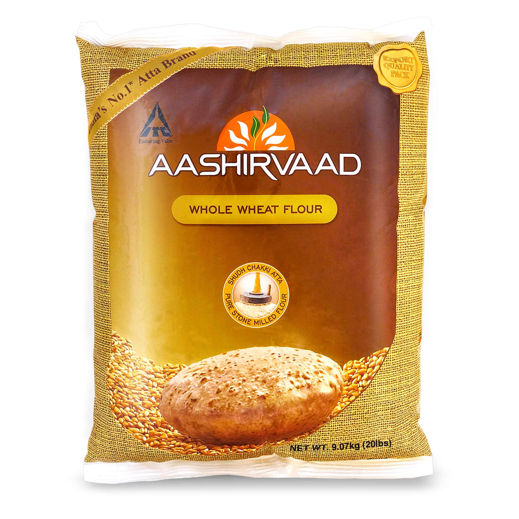 Aashirvaad Whole Wheat Bread Grain Flour (20lb) - Walmart.com