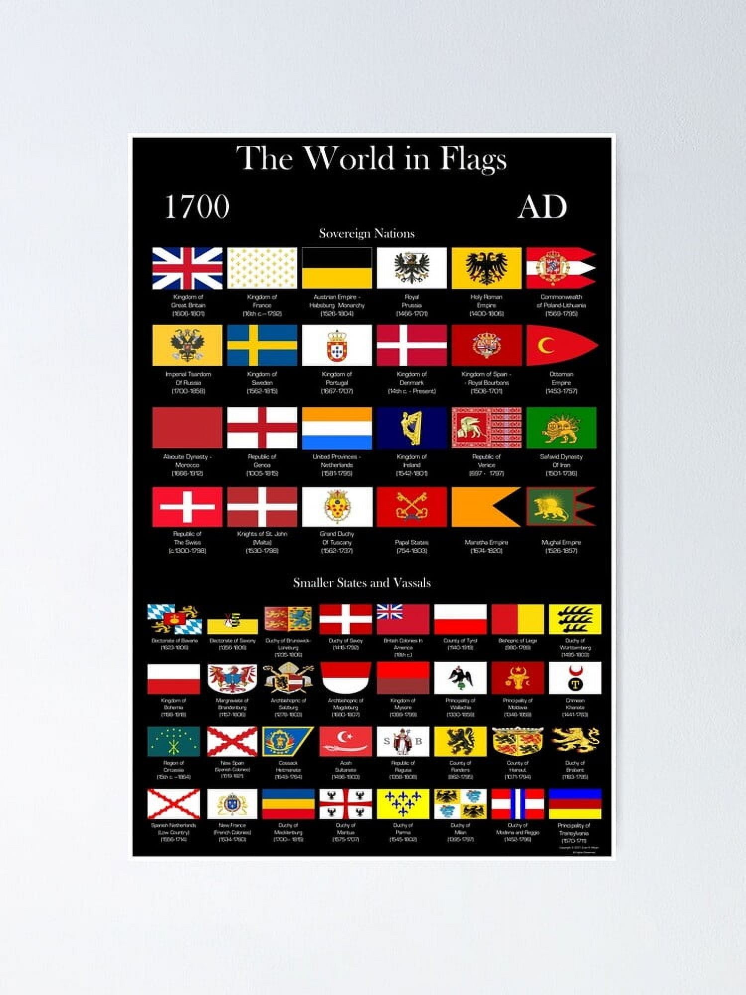 AatoeaX 1700 AD Flags of the World Poster Modern Wall Art Canvas Poster ...