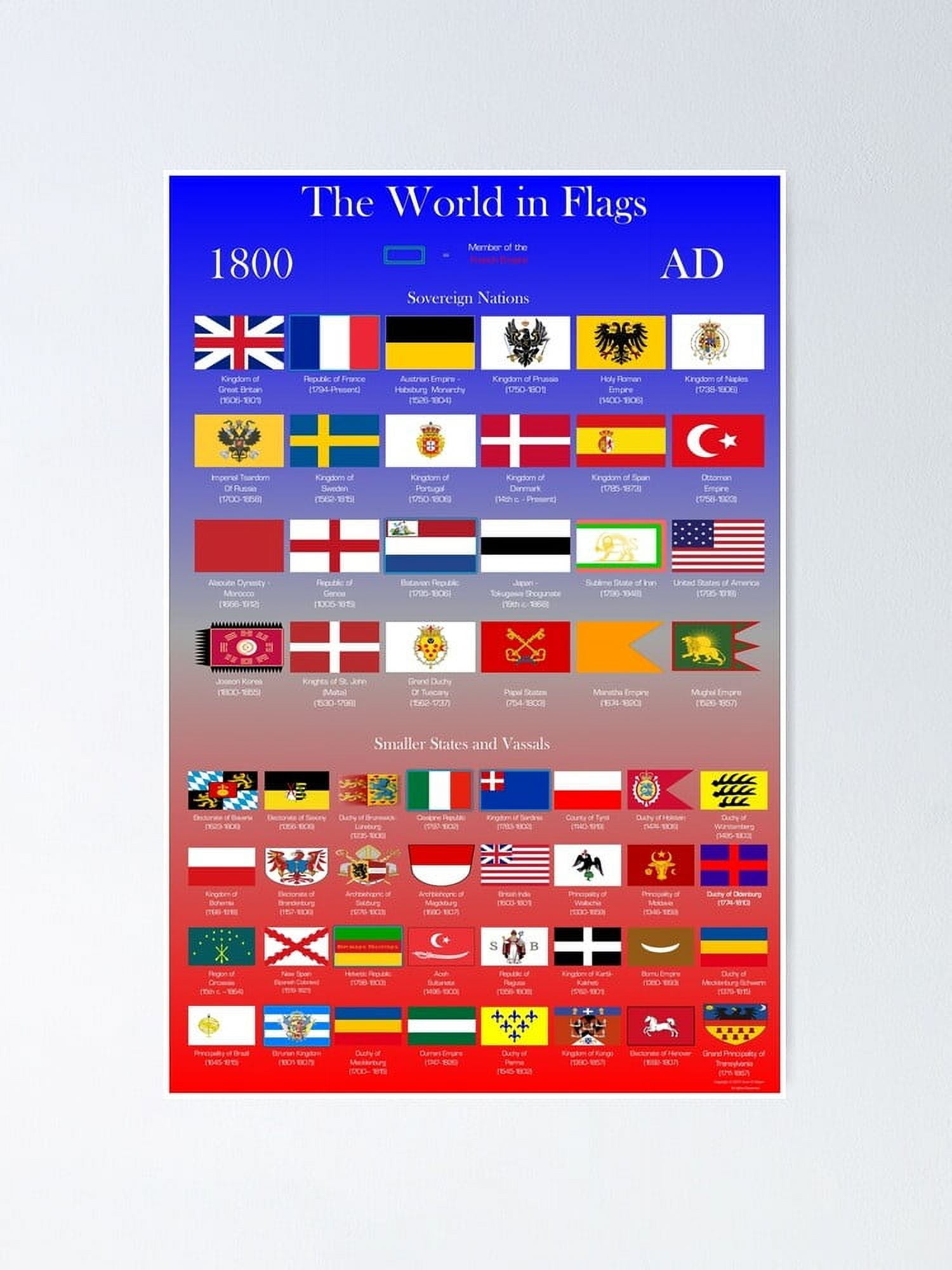 AatoeaX 1800 AD Flags of the World Poster Modern Wall Art Canvas Poster ...
