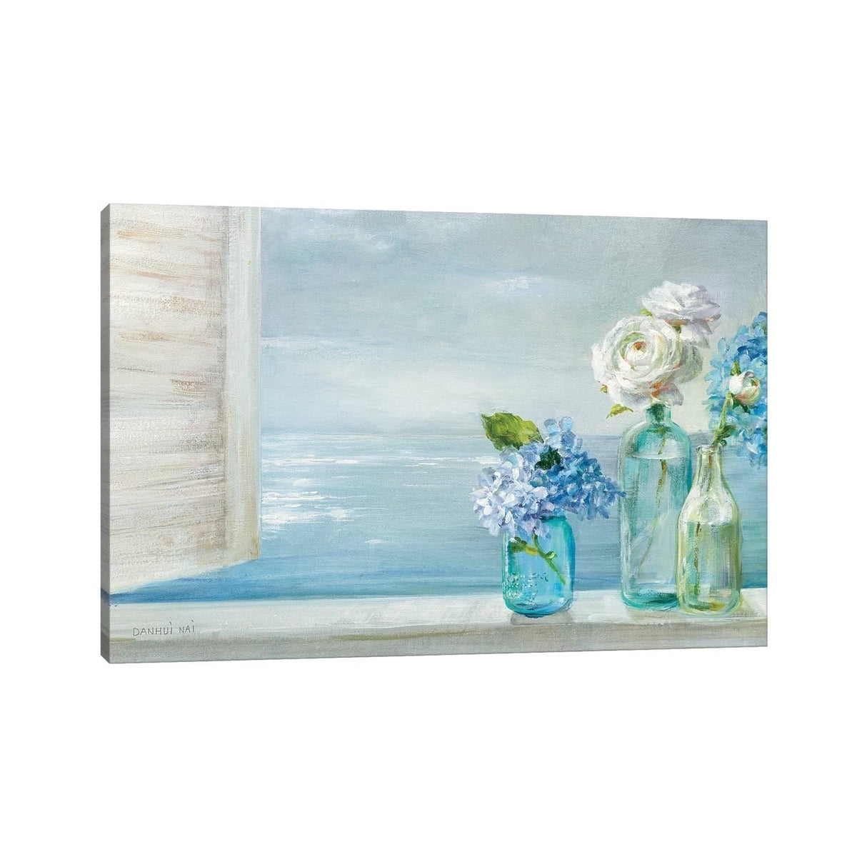 AatoeaX "A Beautiful Day At the Beach - 3 Glass Bottles" Canvas Print ...