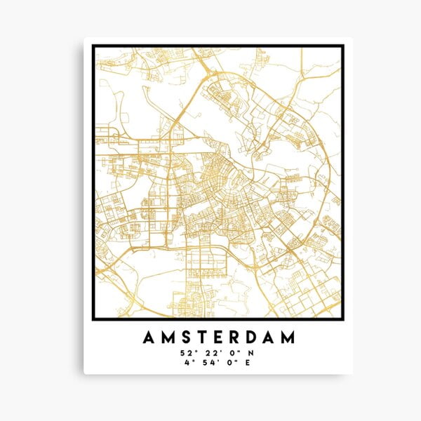 AatoeaX AMSTERDAM NETHERLANDS CITY STREET MAP ART Canvas Print Modern ...