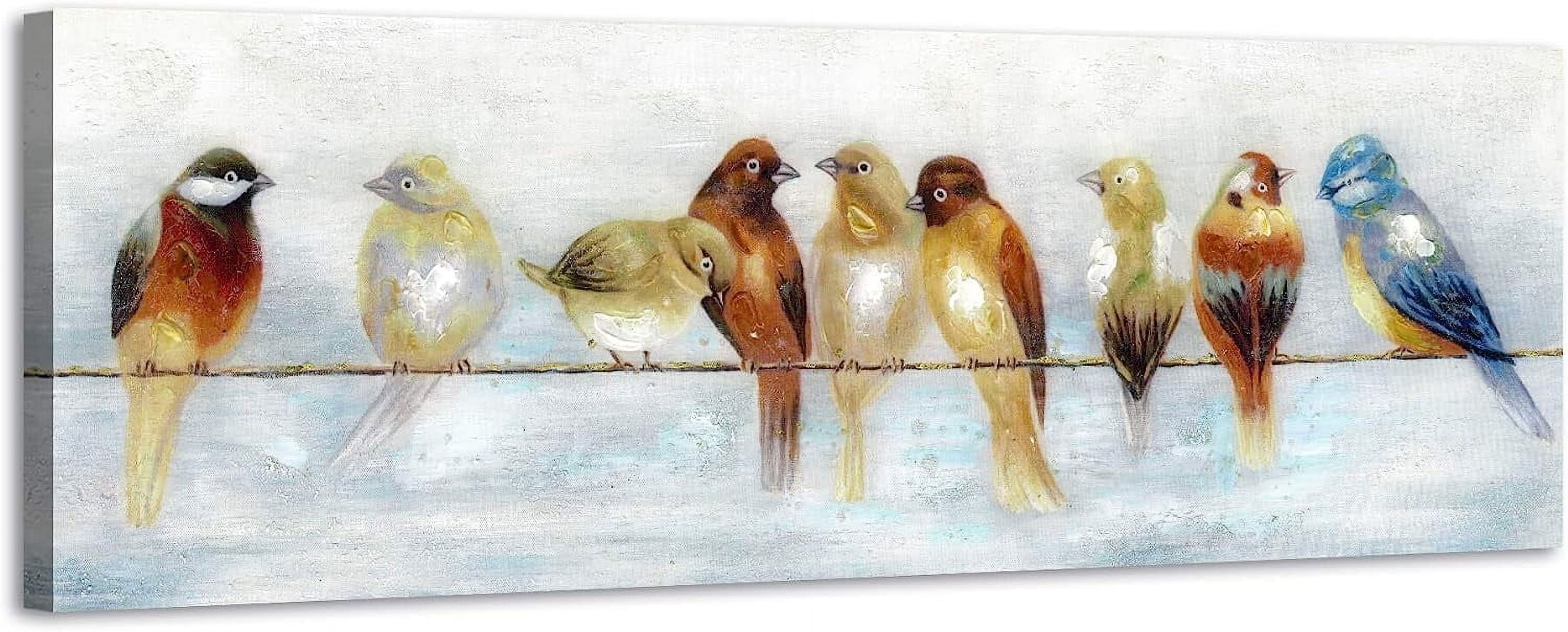 AatoeaX Abstract Birds Canvas Wall Art: Colorful Birds on Wire Picture ...