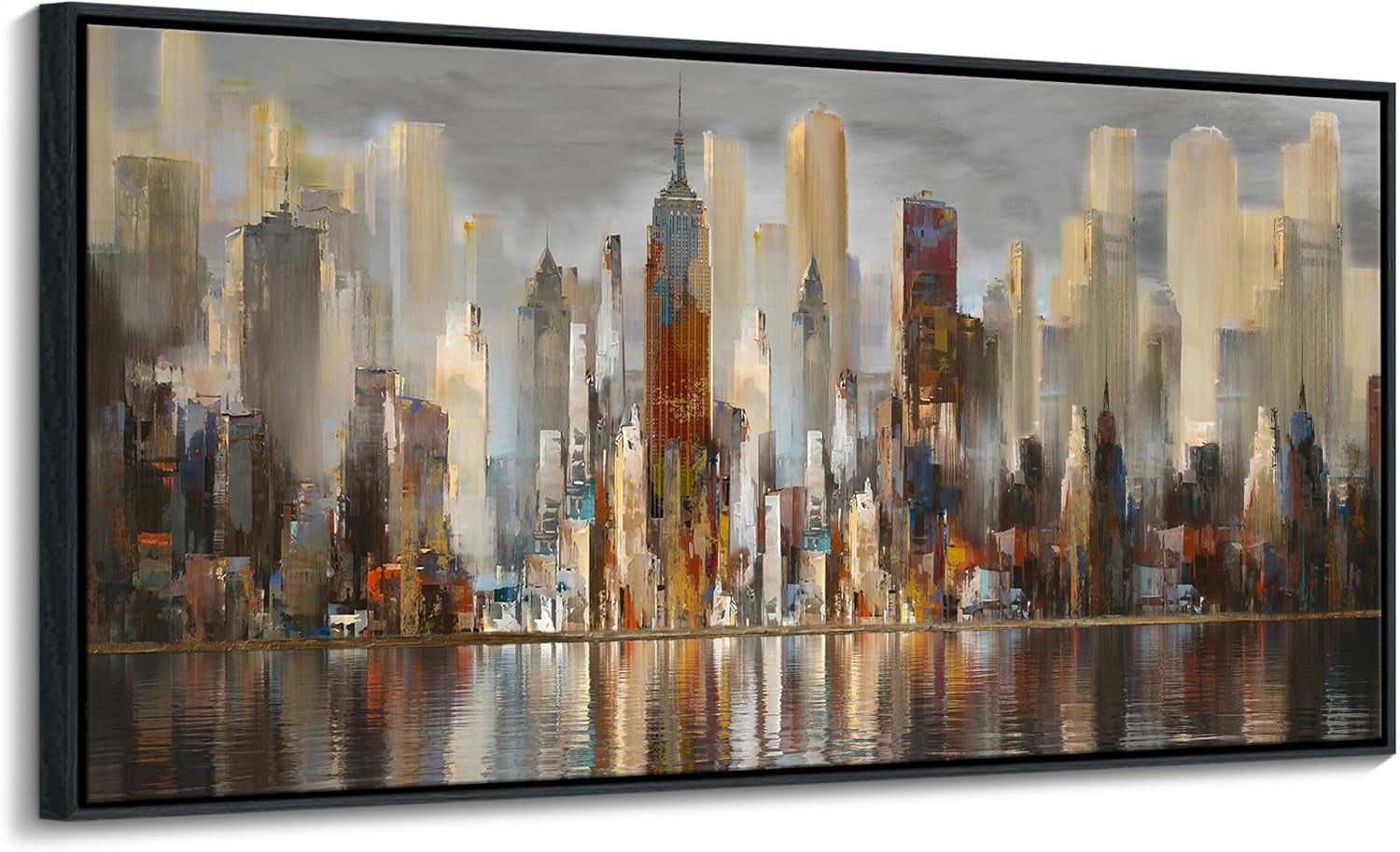 AatoeaX Abstract Brown New York City canvas Wall Art Wall Art for ...