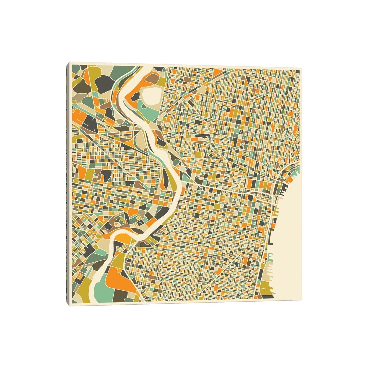 AatoeaX "Abstract City Map of Philadelphia" Canvas Print Modern Wall Art Canvas Poster ...